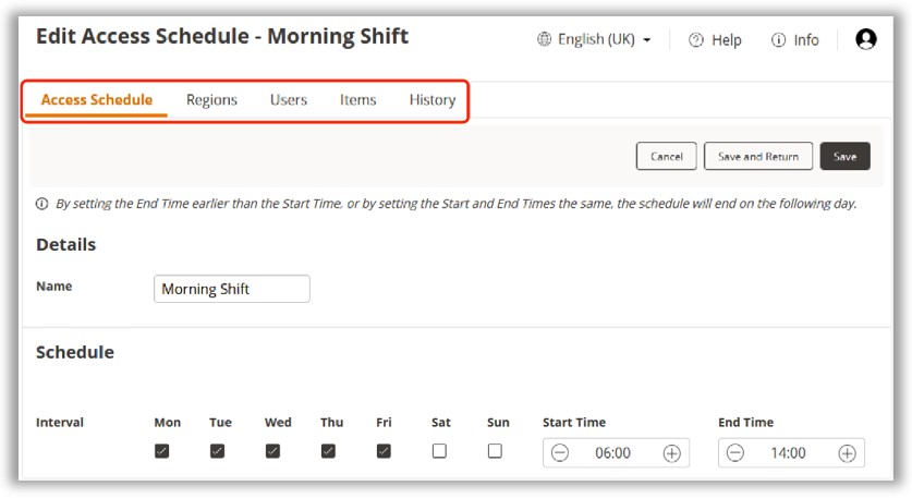 Applying Access Schedules to Users and iFob/Item Records